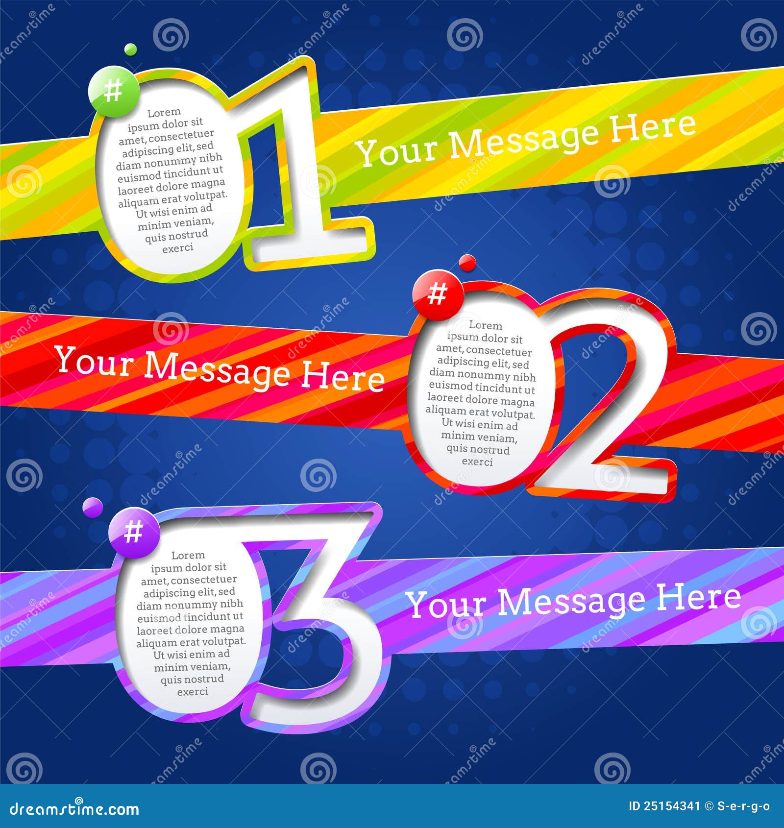 Design Templates with Numbers and Striped Banners Stock Vector ...