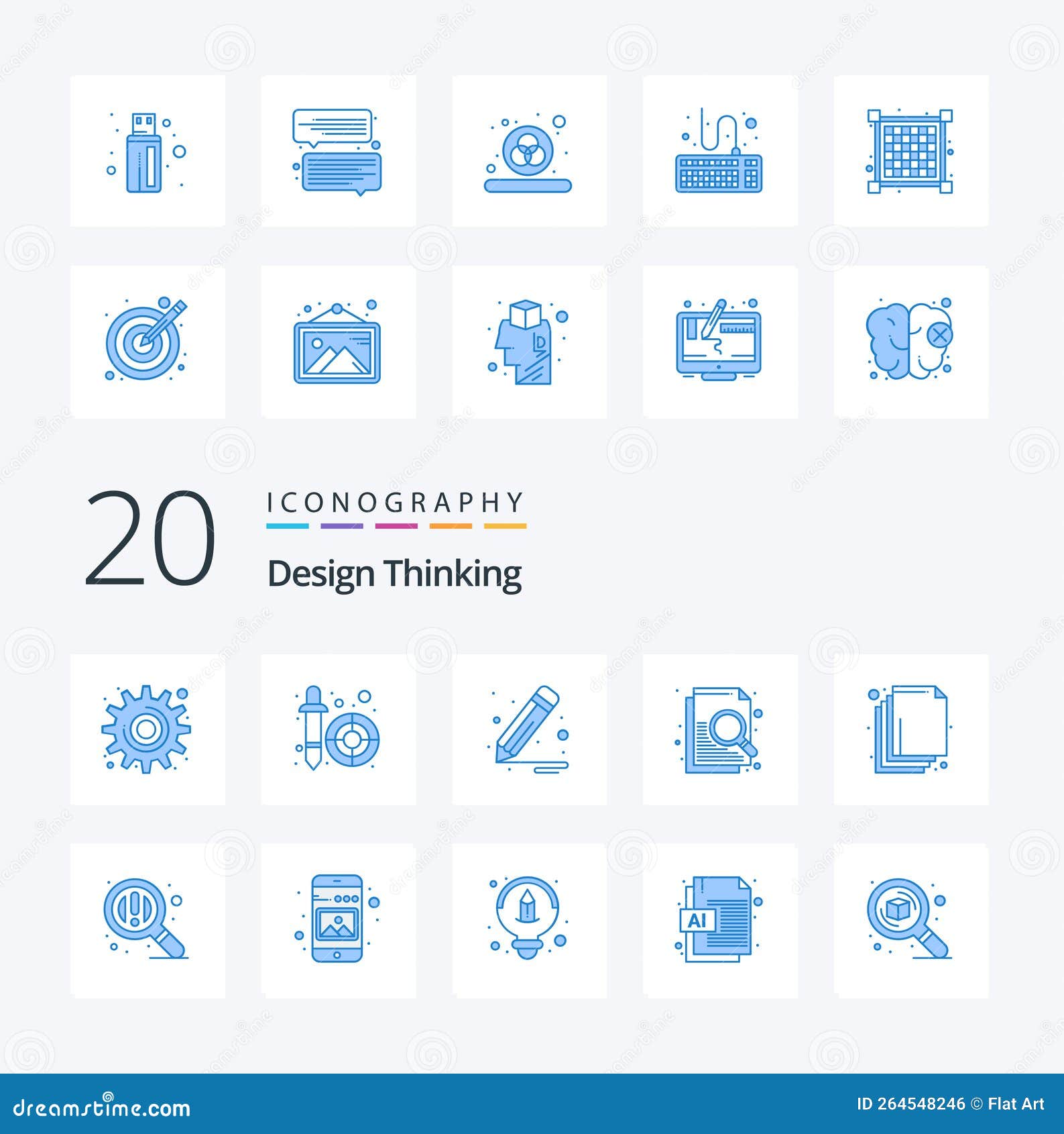 20 Design Thinking Blue Color Icon Pack Like Find Layer Brush Arrange ...