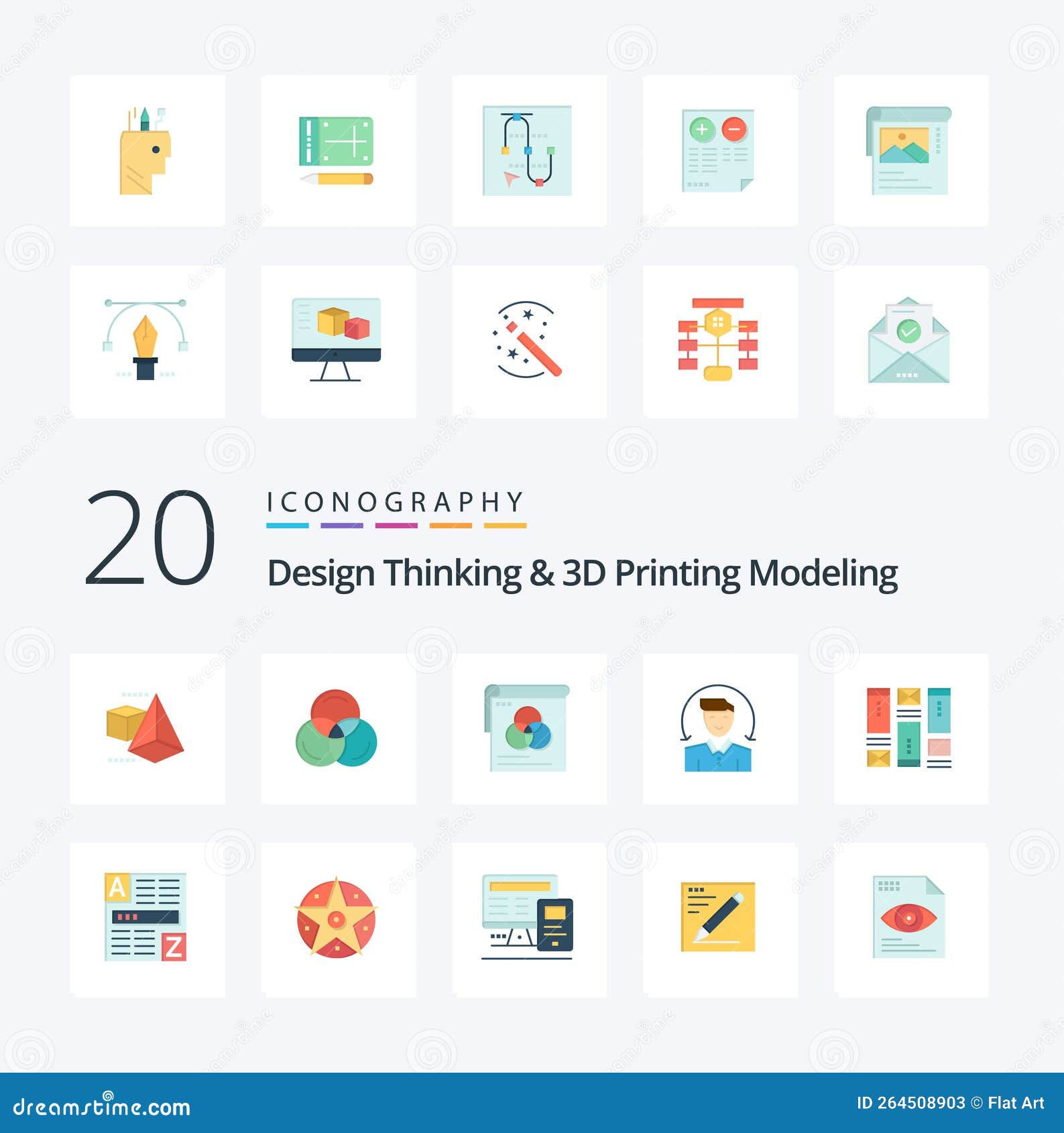 20 Design Thinking and D Printing Modeling Flat Color Icon Pack Like ...