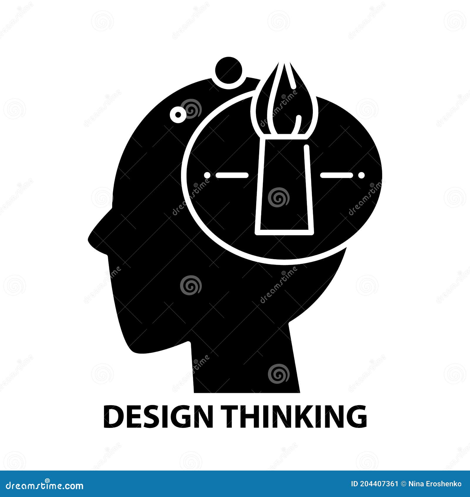 Design Thinking Icon, Black Vector Sign with Editable Strokes, Concept ...