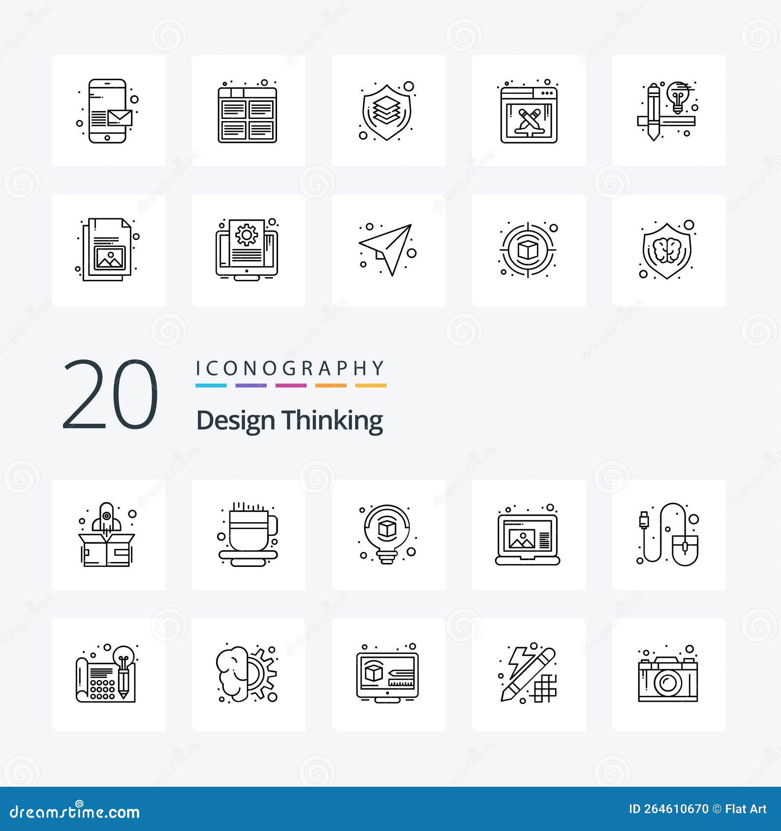 20 Design Thinking Line Icon Pack Like Design Tool Idea Mouse Computer ...