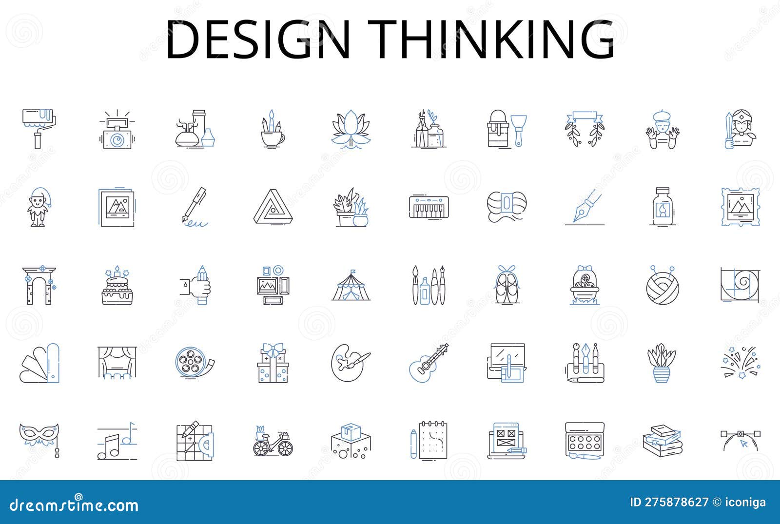 Design Thinking Line Icons Collection Algorithm Artificial Intelligence Big Data Coding