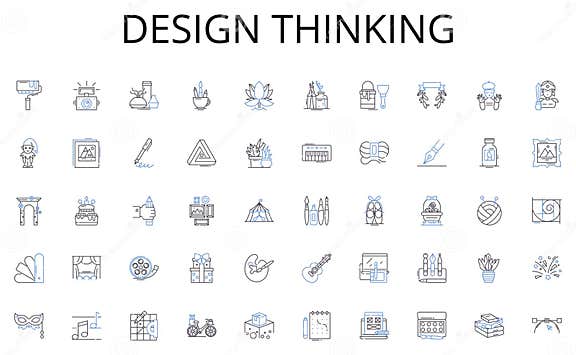 Design Thinking Line Icons Collection Algorithm Artificial Intelligence Big Data Coding