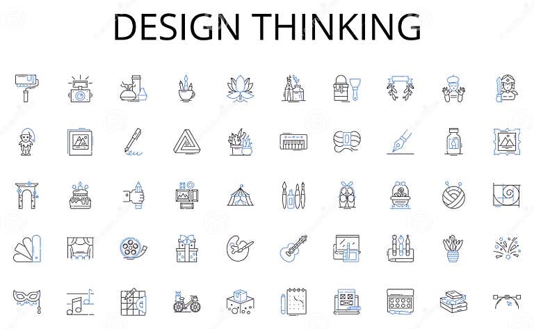 Design Thinking Line Icons Collection Algorithm Artificial Intelligence Big Data Coding