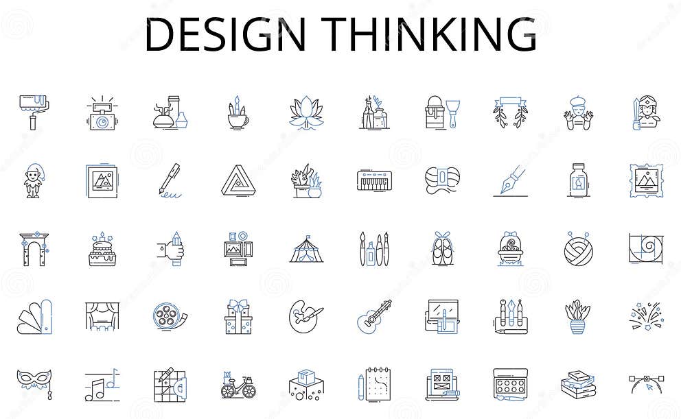 Design Thinking Line Icons Collection Algorithm Artificial Intelligence Big Data Coding