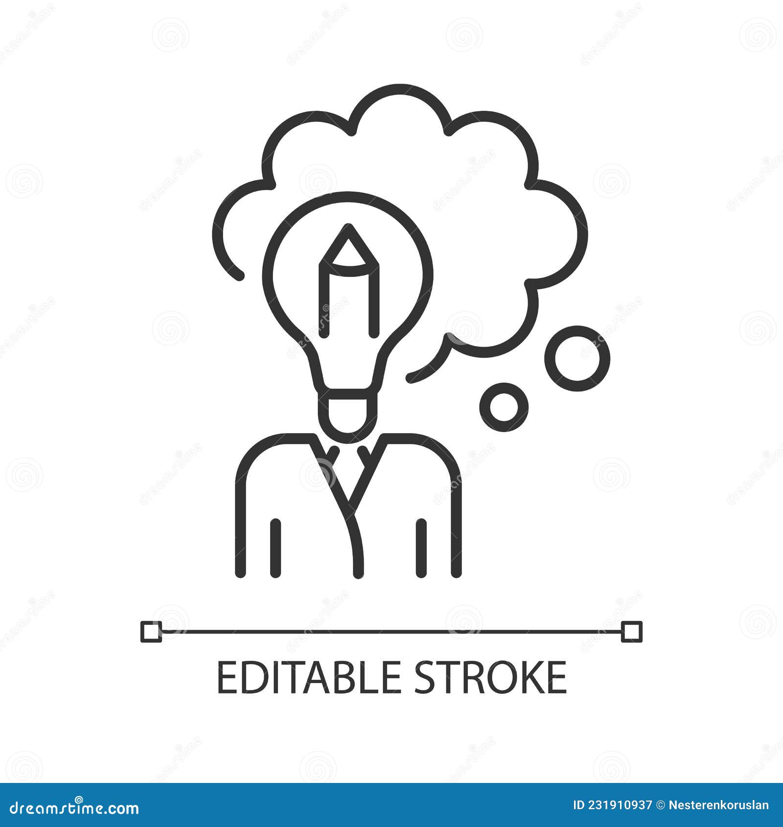 Design Thinking Linear Icon Stock Vector - Illustration of thinking ...