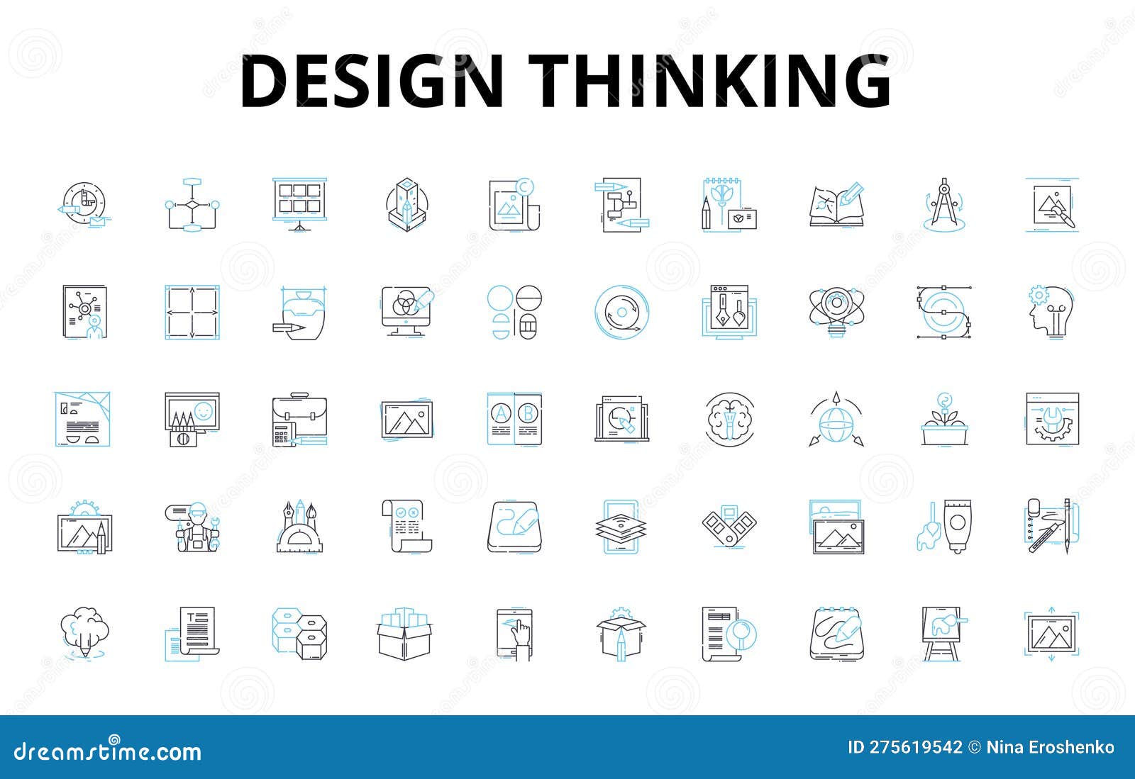 Design Thinking Linear Icons Set. Ideation, Prototyping, Empathy ...