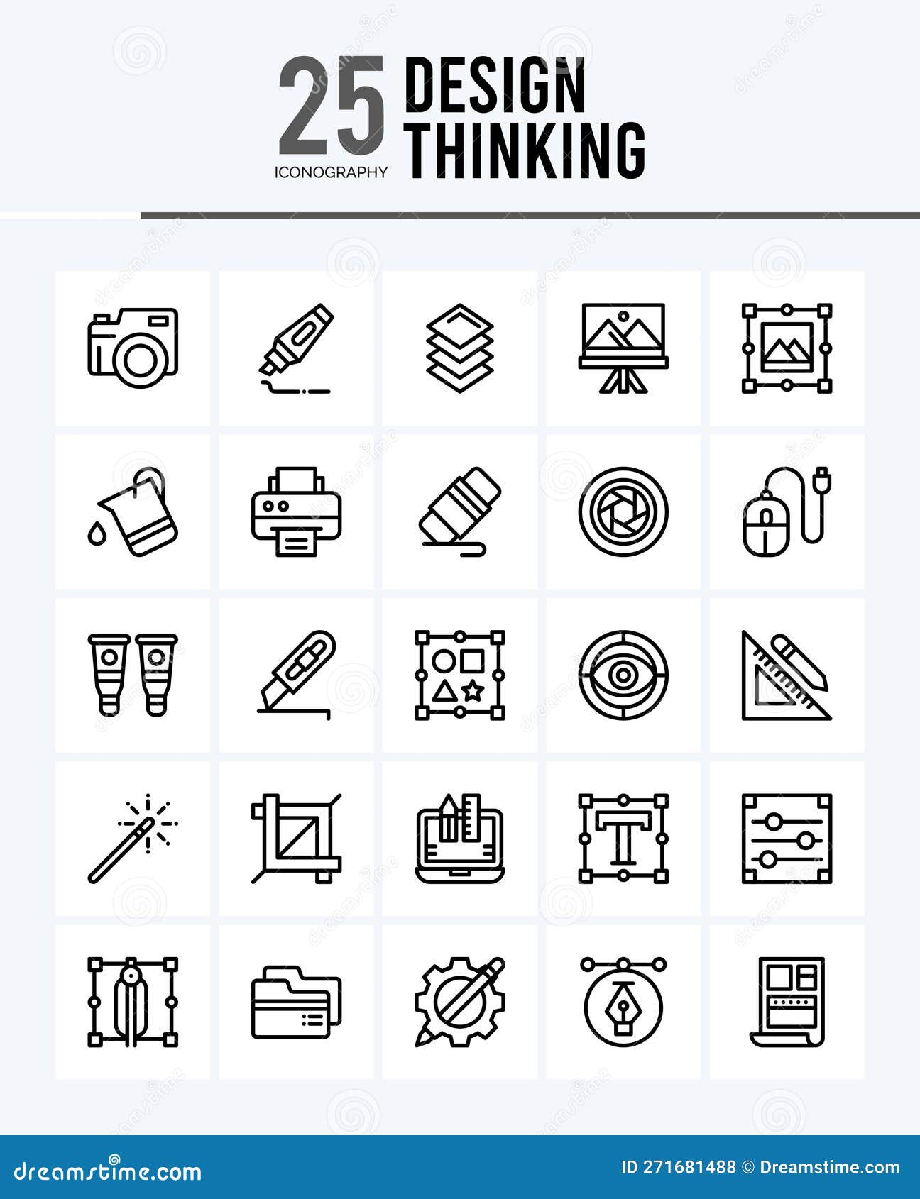 25 Design Thinking Outline Icons Pack Vector Illustration Stock Vector ...