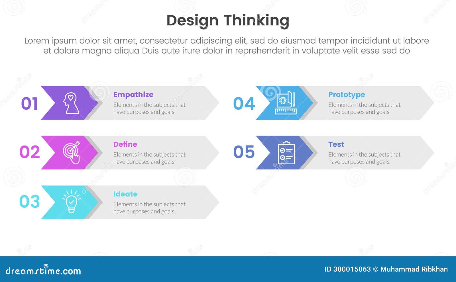 Design Thinking Process Infographic Template Banner with Arrow on ...