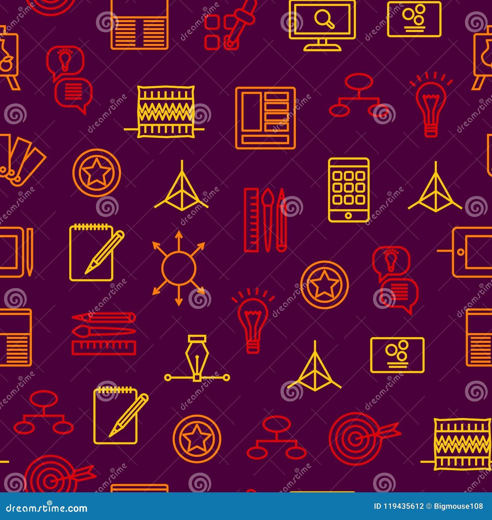 Design Thinking Signs Seamless Pattern Background. Vector Stock Vector ...