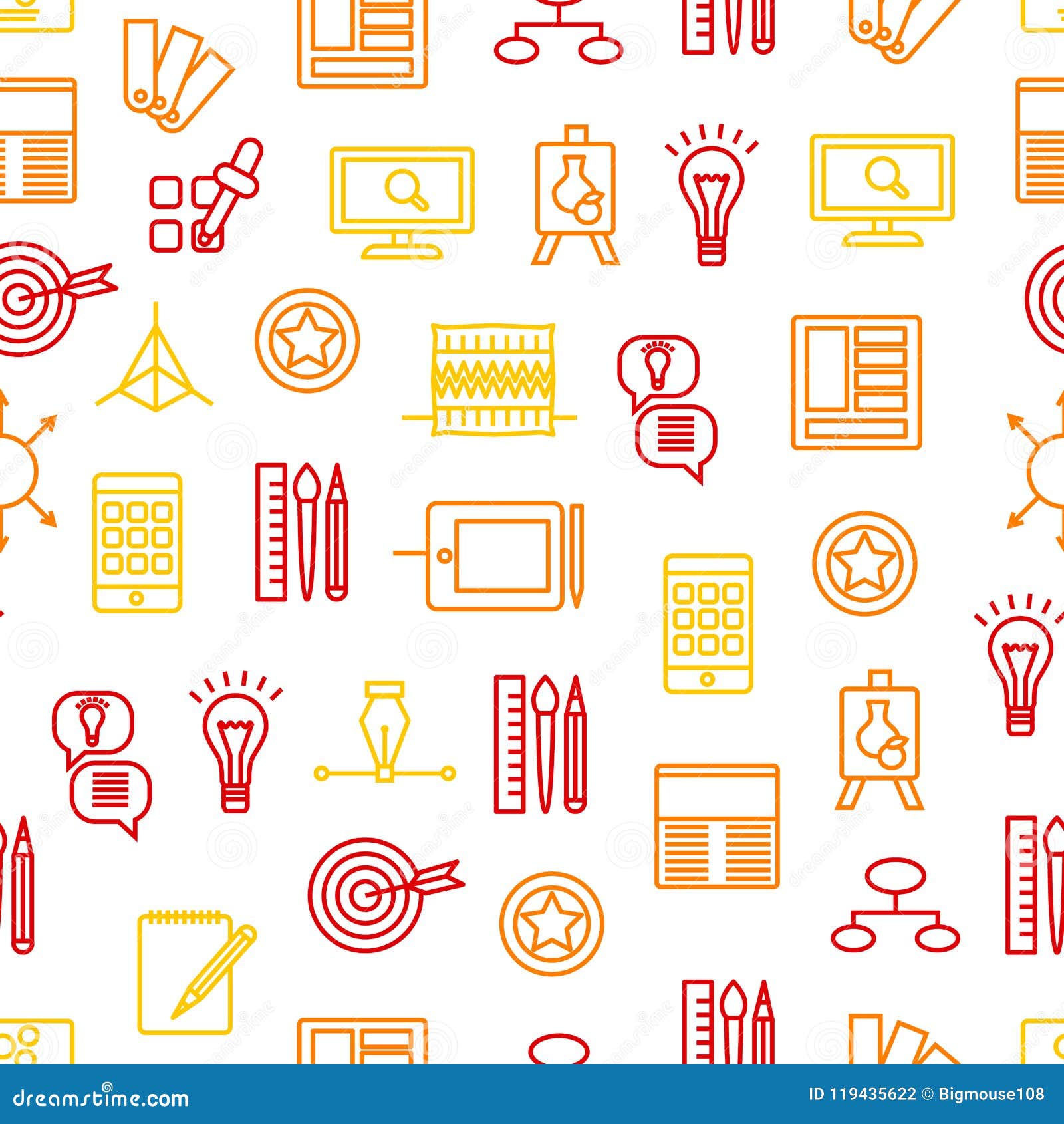 Design Thinking Signs Seamless Pattern Background. Vector Stock Vector ...