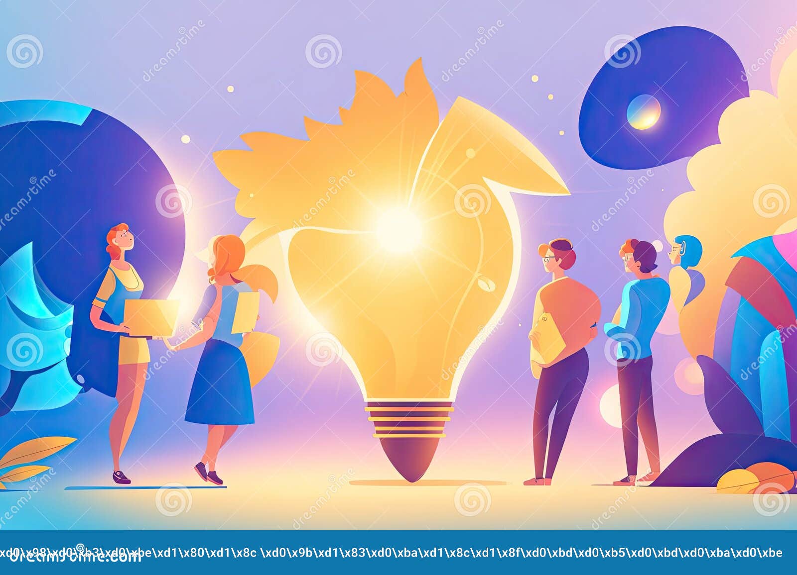 Design Thinking Team Brainstorming Flat Illustration. Ai Generative ...