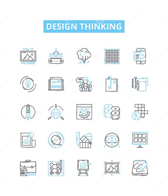 Design Thinking Vector Line Icons Set. Design, Thinking, Ideation ...