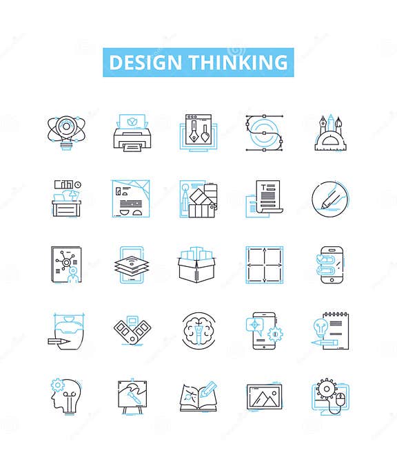 Design Thinking Vector Line Icons Set. Design, Thinking, Ideation, Creativity, Innovation, User ...