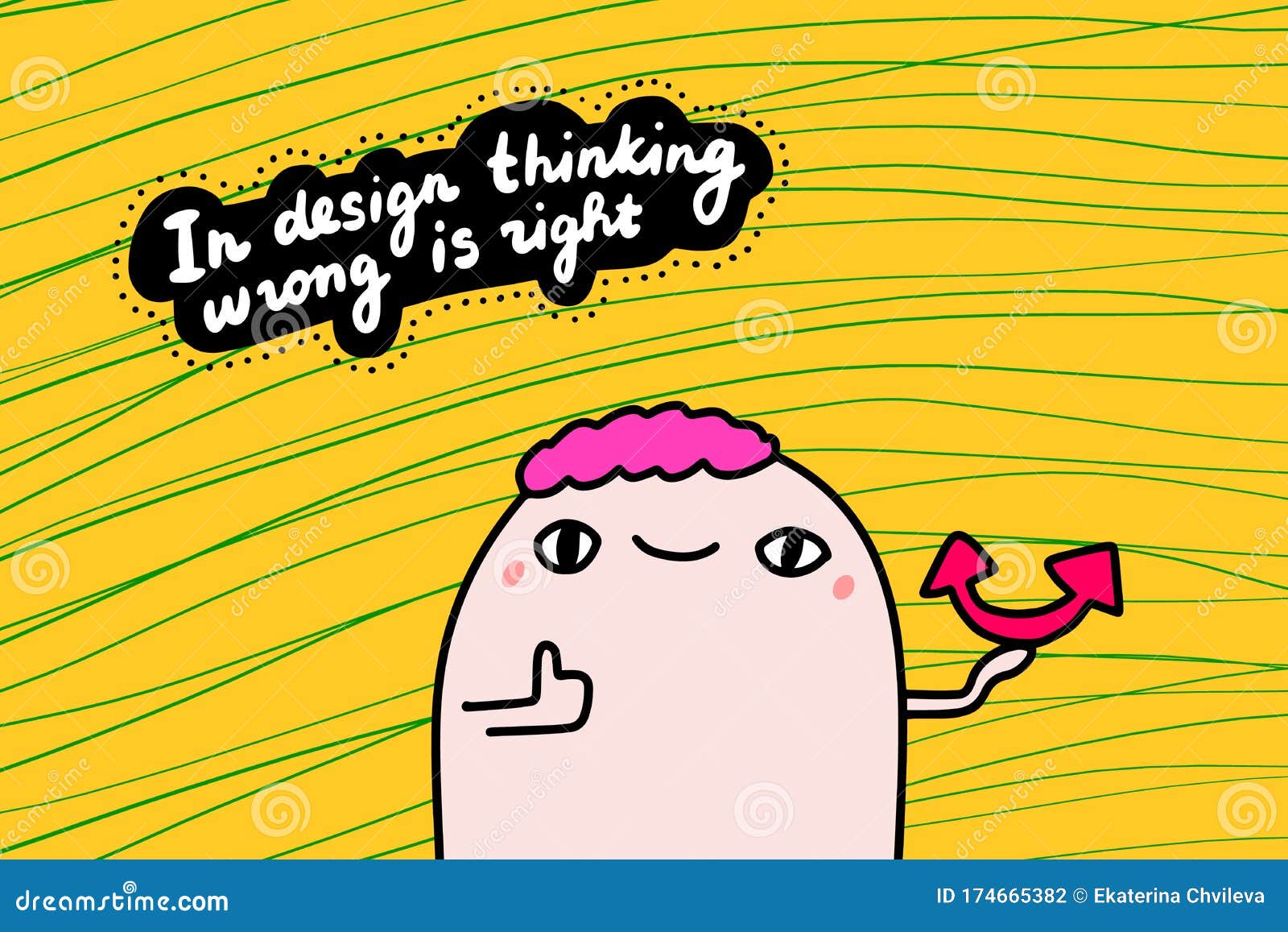 In Design Thinking Wrong is Wright Hand Drawn Vector Illustration in ...