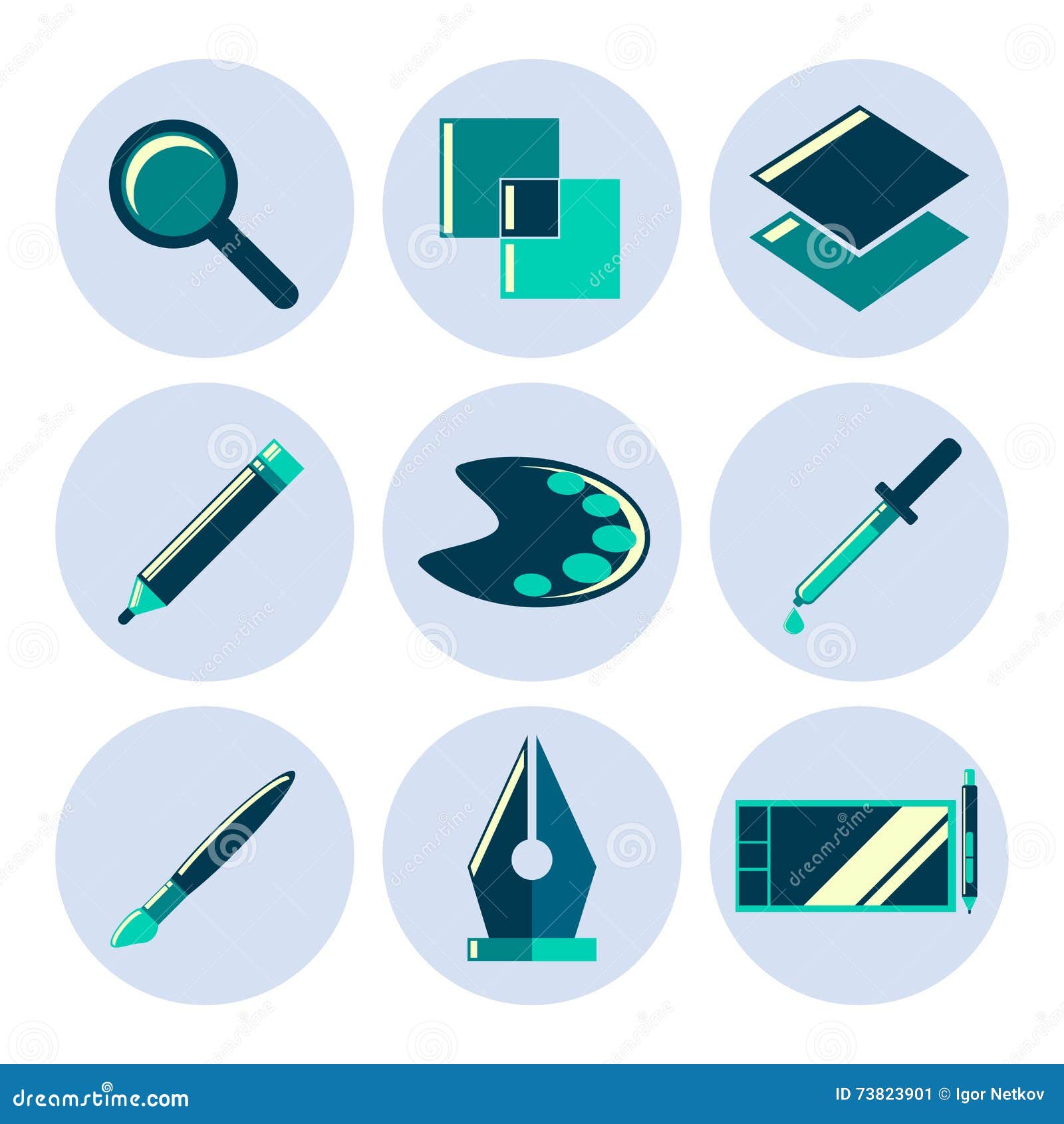Design Tools Flat Icons Set Stock Vector - Illustration of frame ...