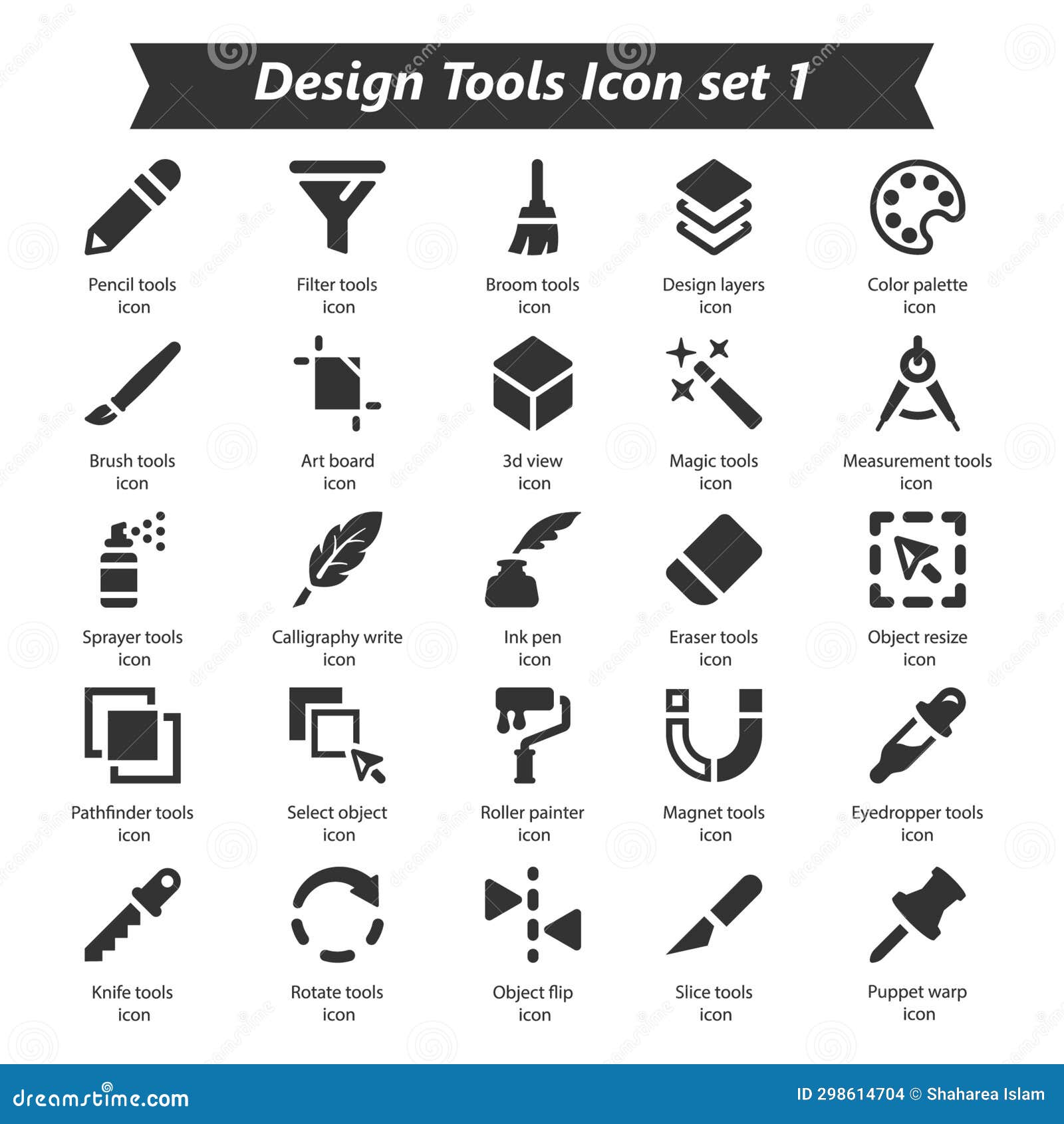 Design Tools Icon Set 1 stock vector. Illustration of sprayer - 298614704