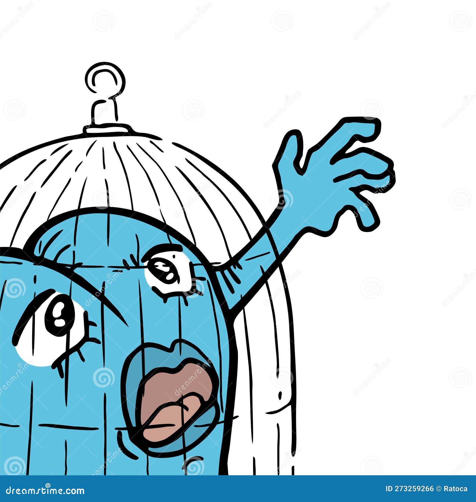 Design of Trapped in Cage Draw Stock Vector - Illustration of violence ...