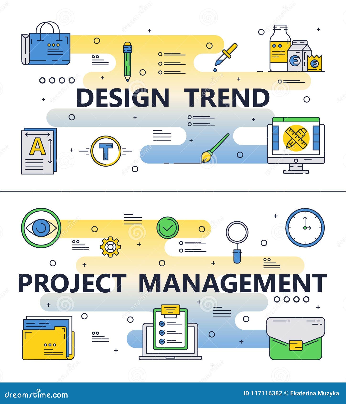 Vector Line Art Design Trend Poster Banner Stock Vector - Illustration ...