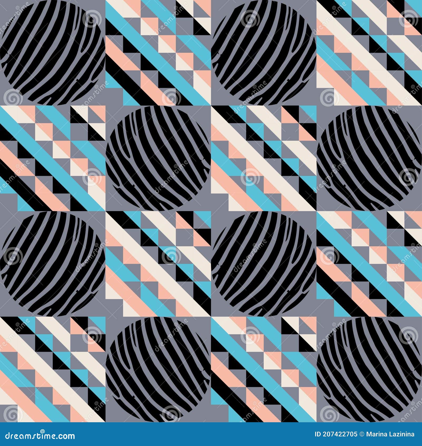 Design of Triangles and Circles with Zebra Stripes. Polka Dots ...