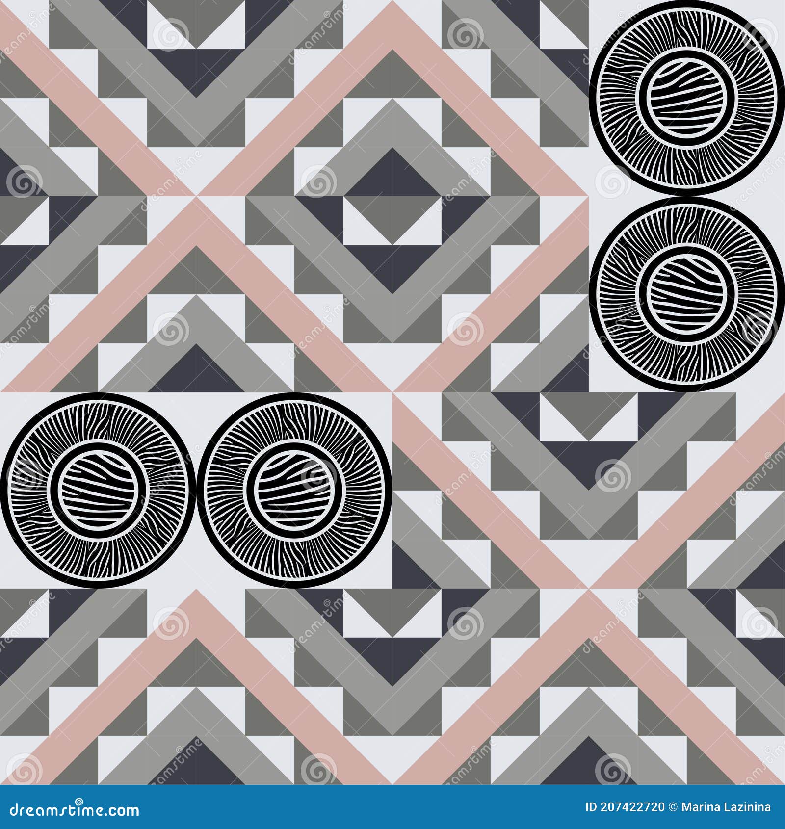 Design of Triangles and Circles with Zebra Stripes. Polka Dots ...