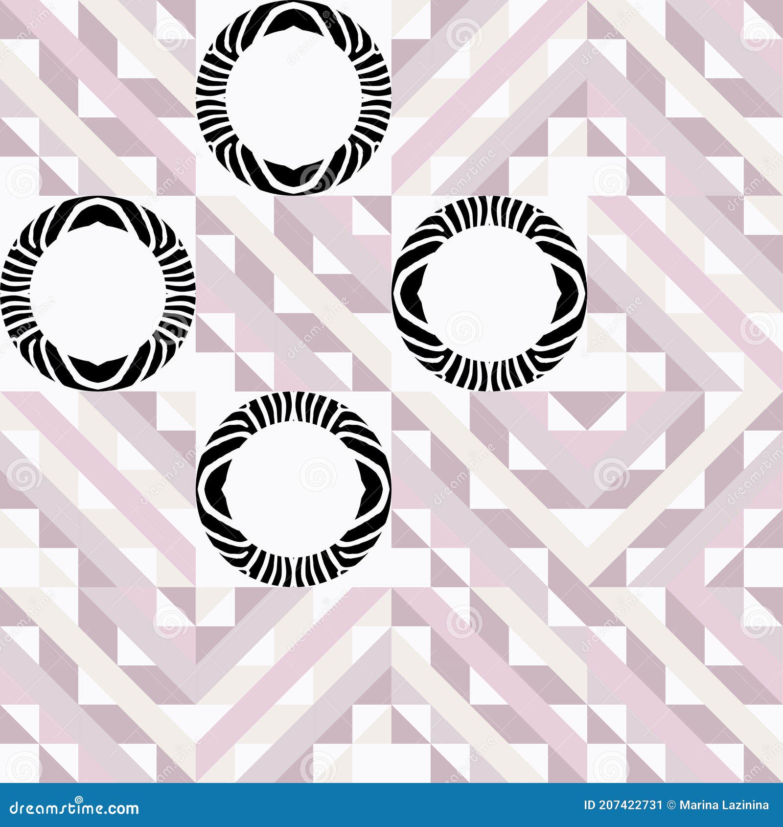 Design of Triangles and Circles with Zebra Stripes. Polka Dots ...