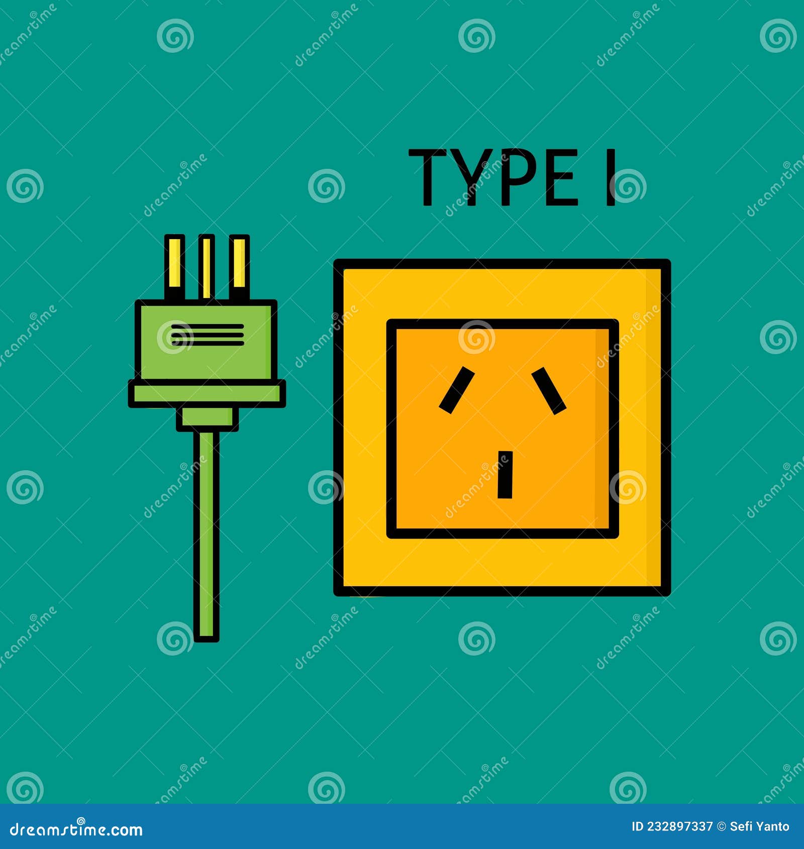 Design Type I Power Plug and Socket, Flat Design Electrical Plugs and ...