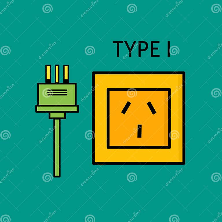 Design Type I Power Plug and Socket, Flat Design Electrical Plugs and ...