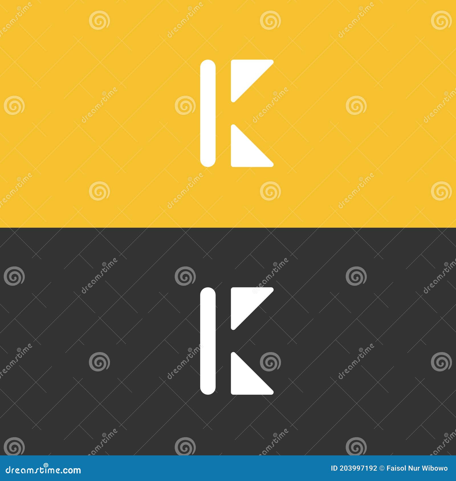 Letter K Logo with Yellow Black Background Stock Vector - Illustration ...