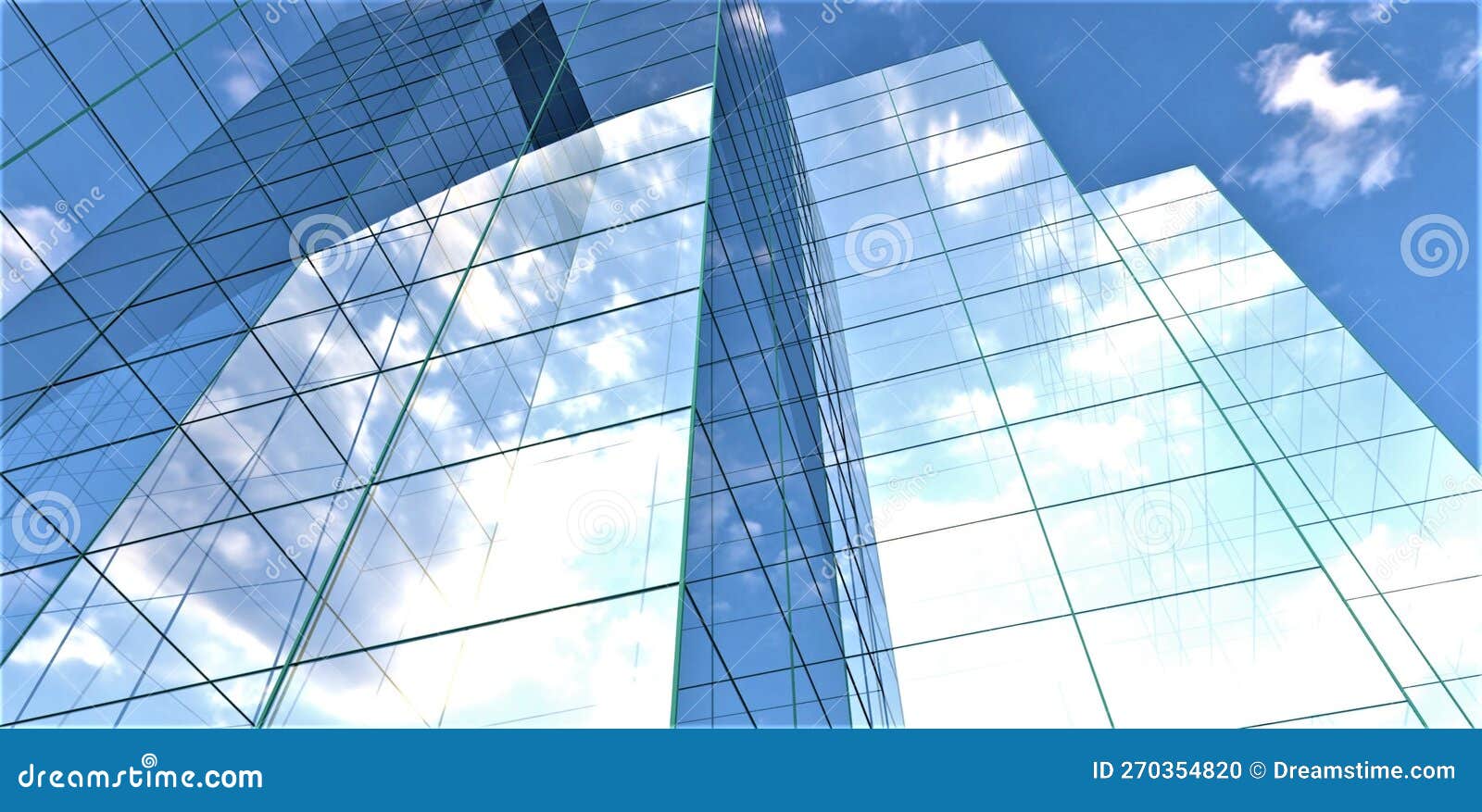 Design of the Upscale Business Center. Bottom View of the Glass Facade ...