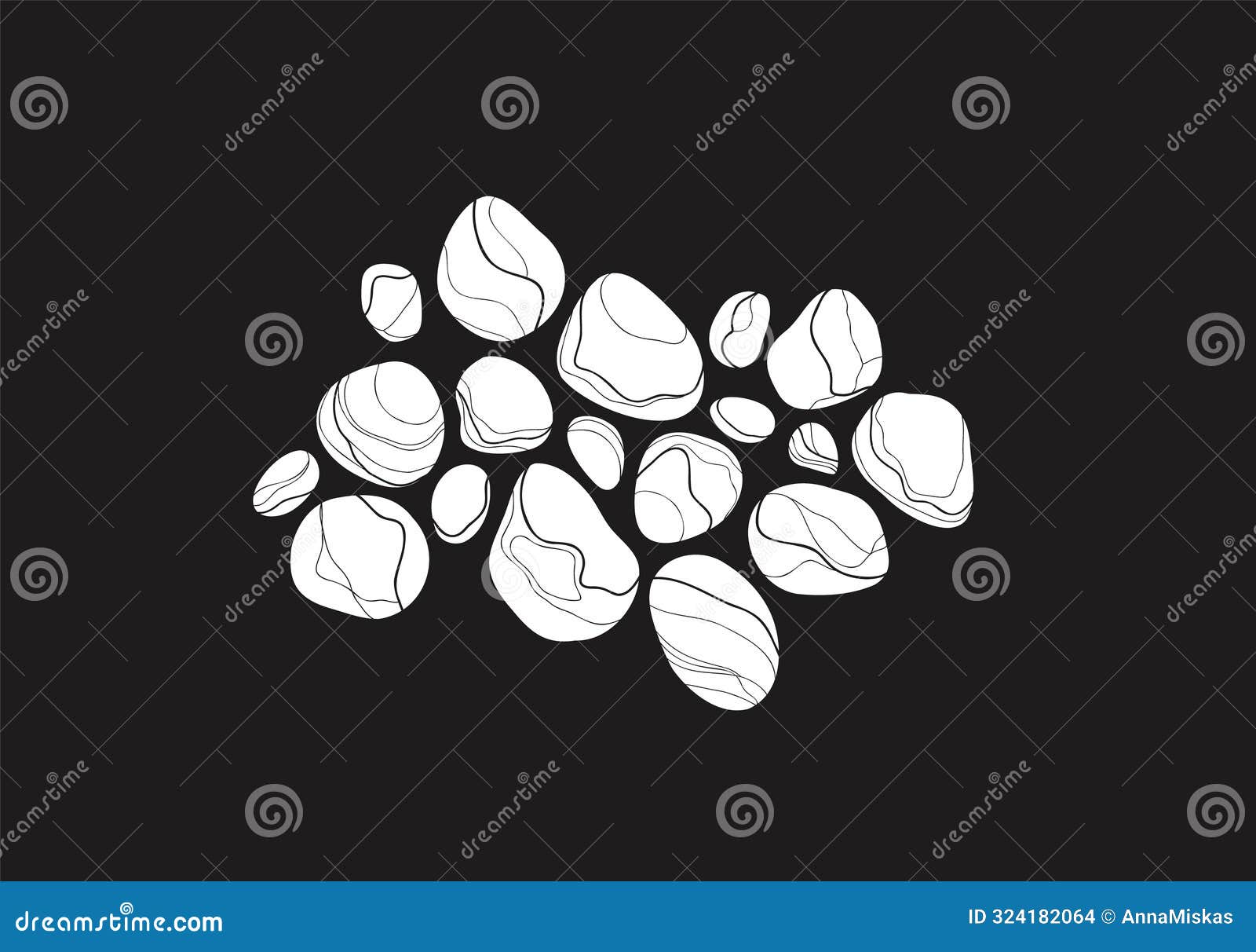 Design from Various Pebbles, Outline. Stock Illustration - Illustration ...