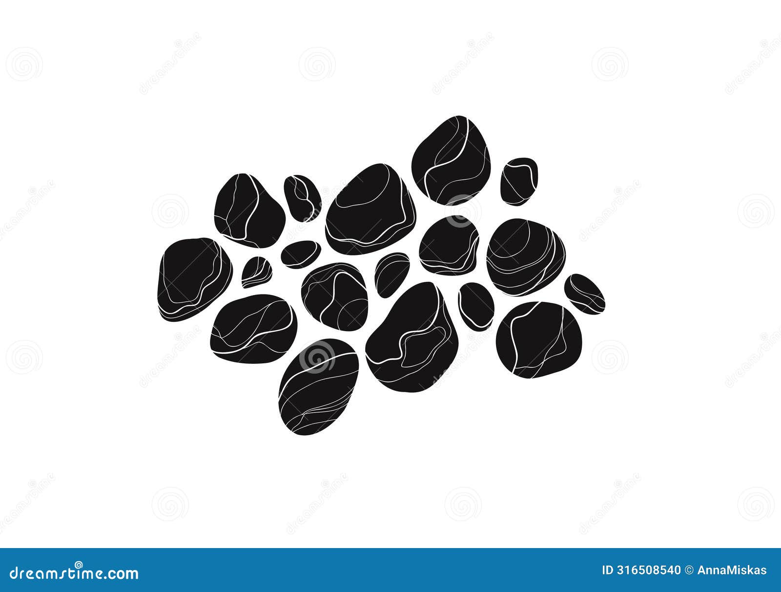 Design from Various Pebbles, Silhouette. Stock Illustration ...