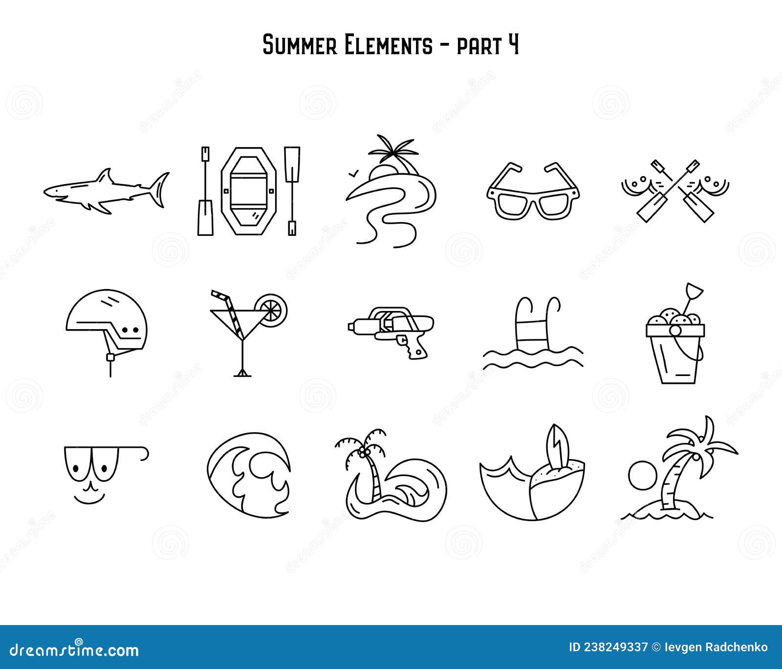 Design of Various Summer Symbols. Part 4 Stock Illustration ...