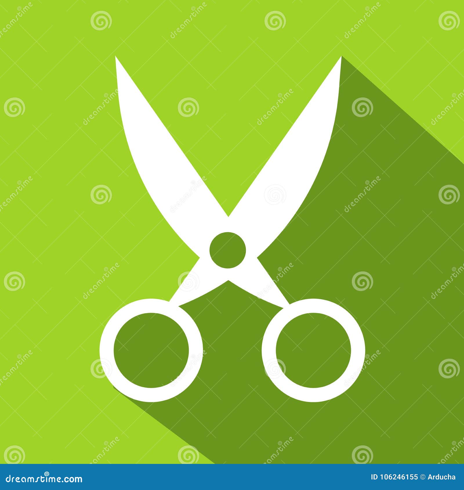 Scissor Icon with Flat Design Color Green Stock Vector - Illustration ...
