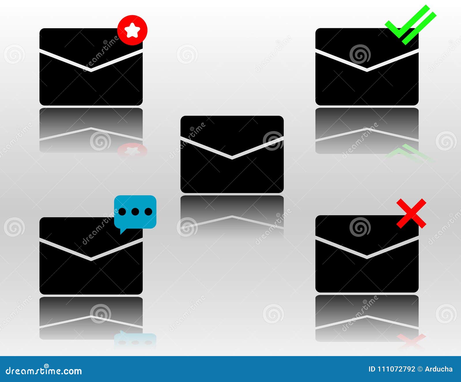 Message Icon Pack with Notification Symbol Stock Vector - Illustration ...