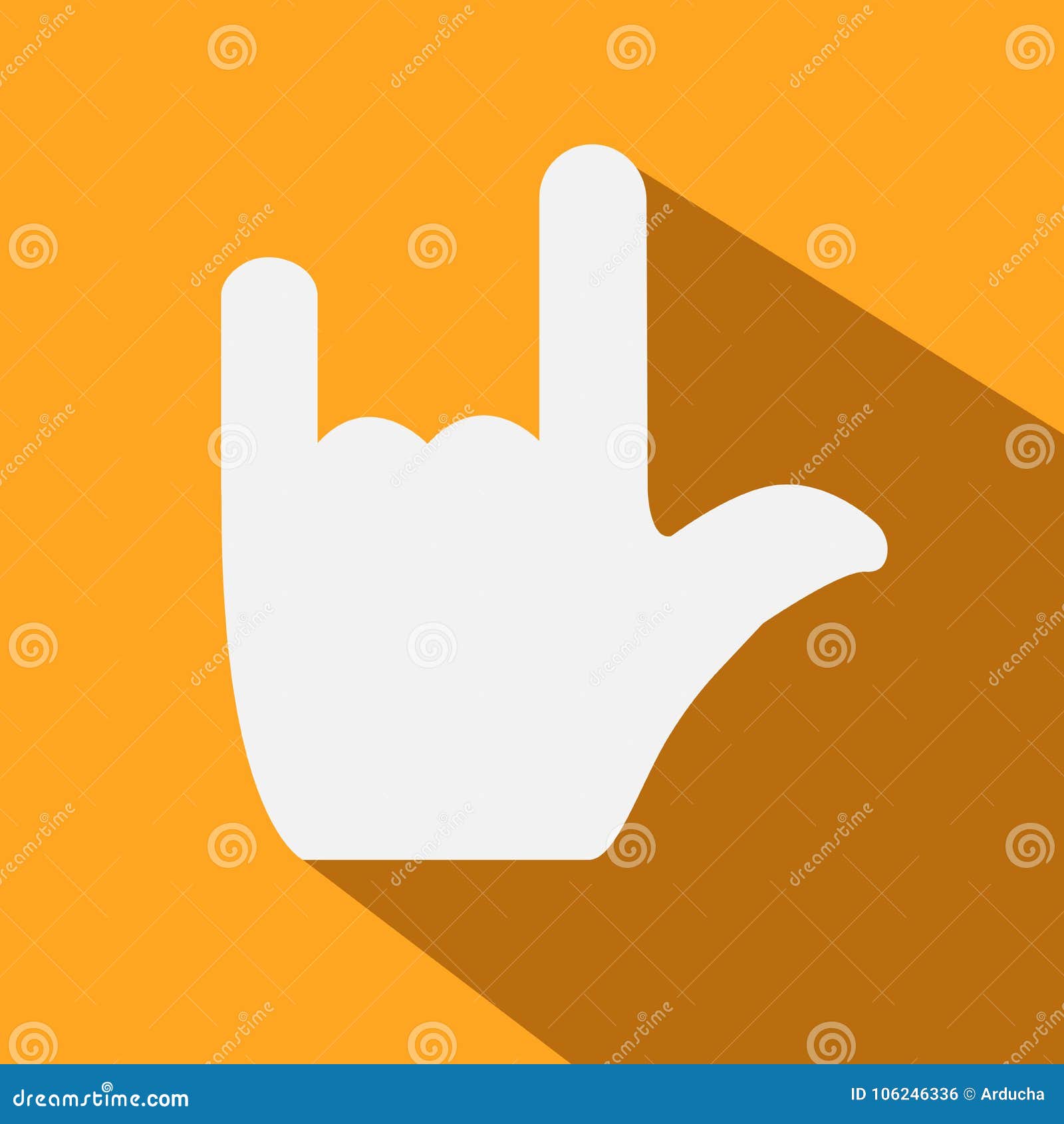 Metal Hand Icon with Background Color Orange Stock Vector ...