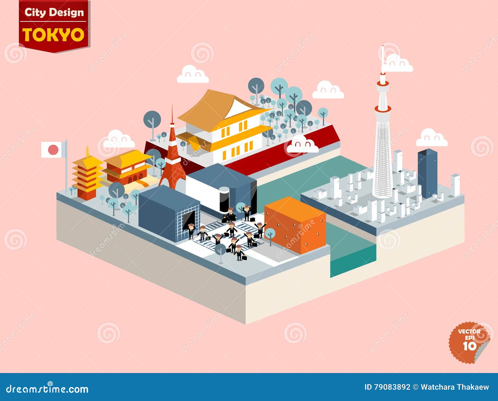 Perspective Of Asakusa Temple Or Sensoji Temple In TOKYO, JAPAN, Vector ...