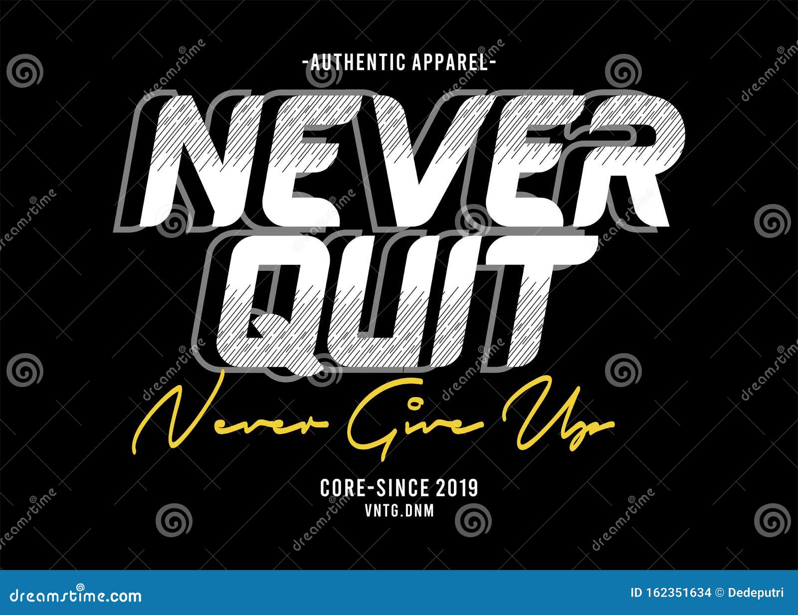 Design Vector Typography NEVER QUIT Stock Vector - Illustration of ...