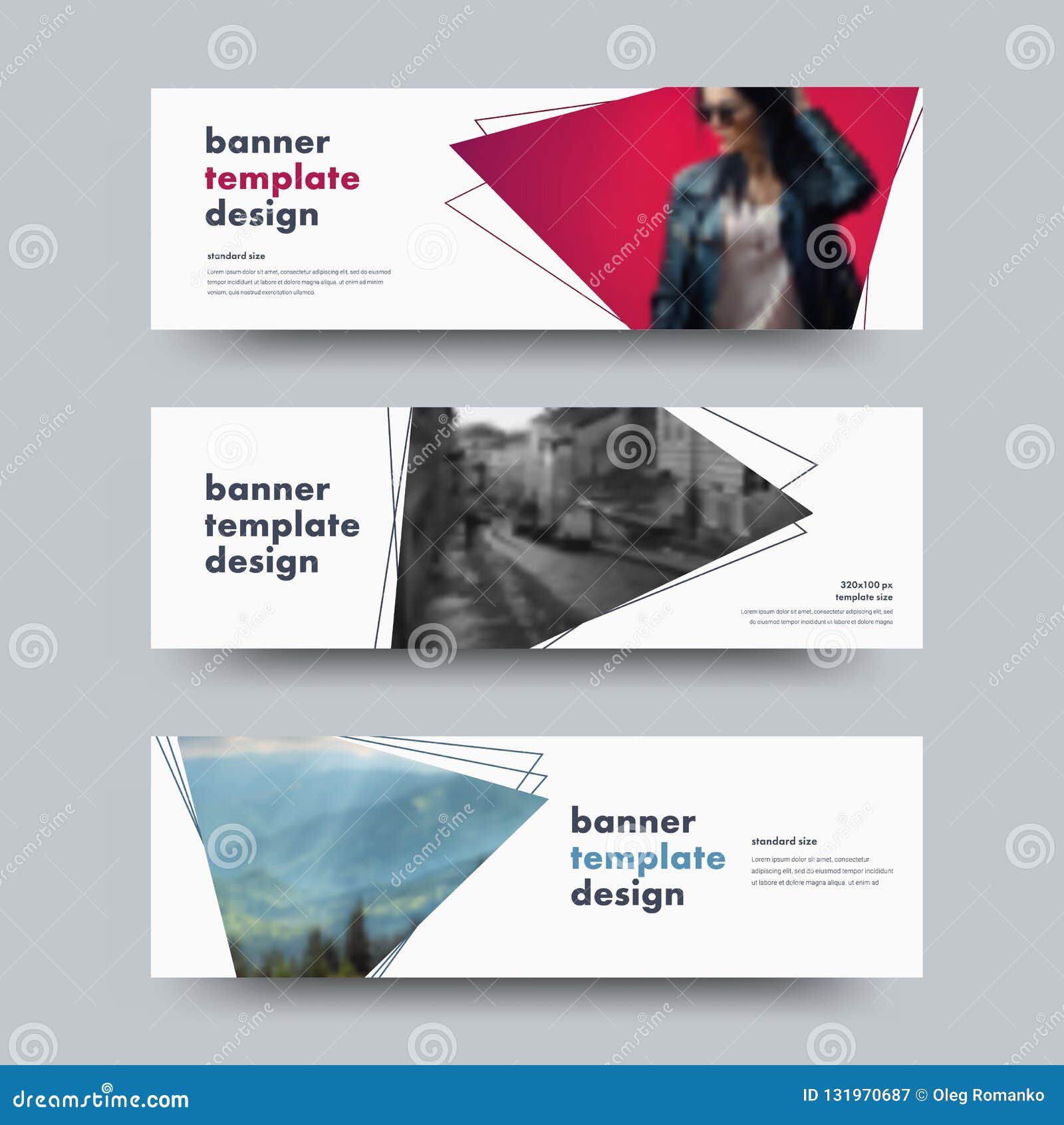Design of Vector White Horizontal Web Banners with with Triangular ...