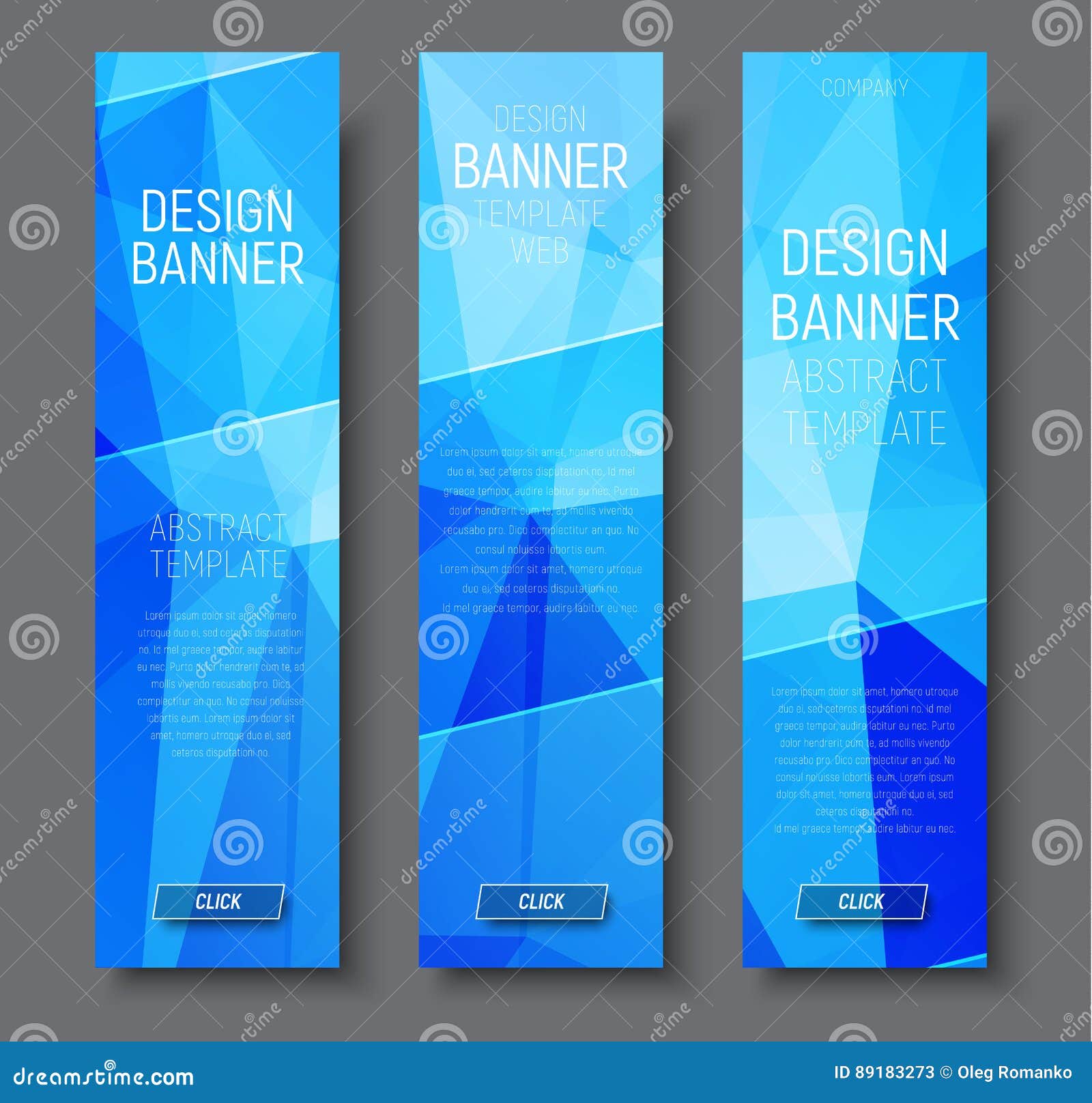 Design Vertical Banners with Abstract Blue Polygonal Background Stock ...