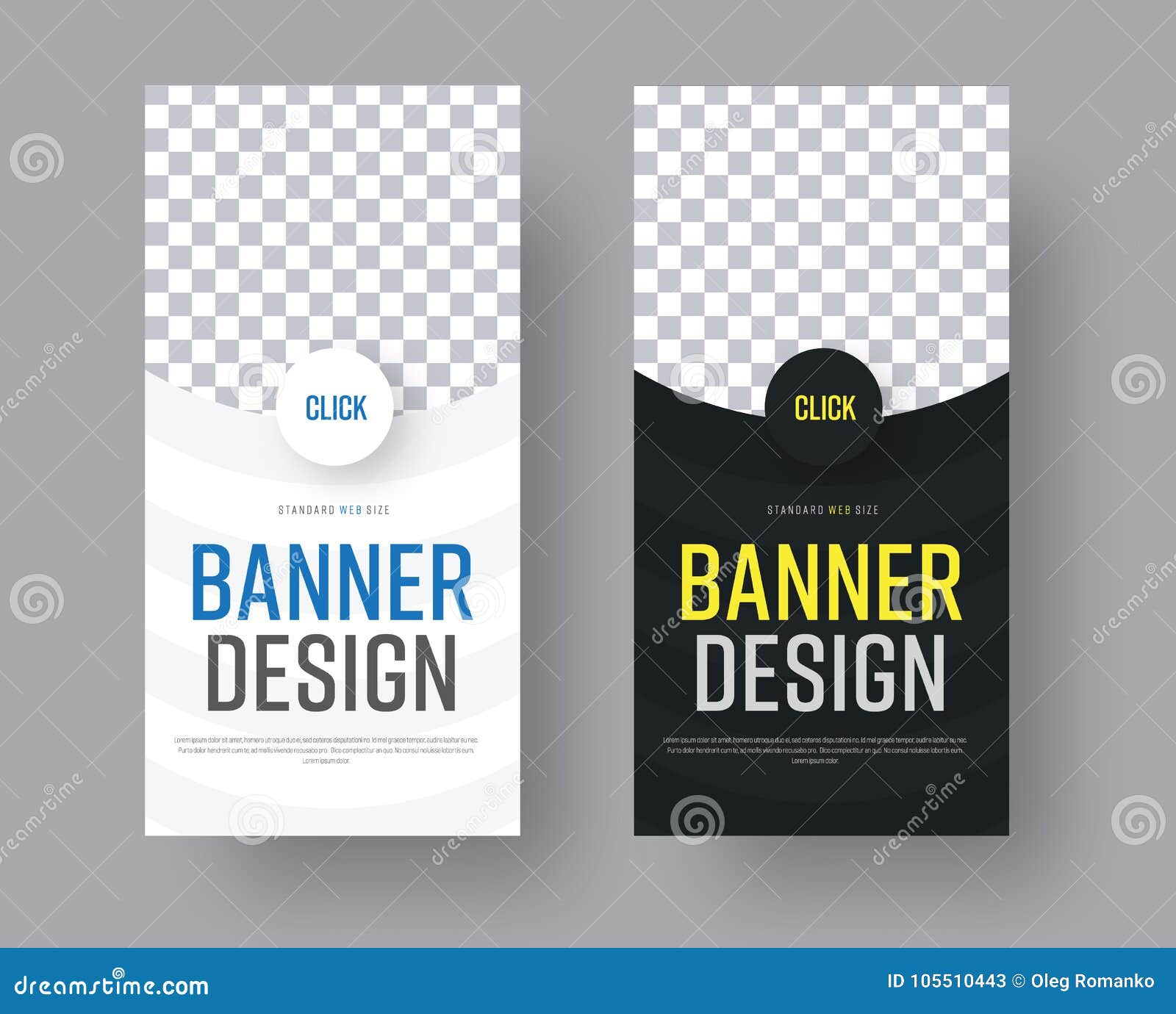 Design Vertical Black and White Web Banners with Semi-circular E Stock ...