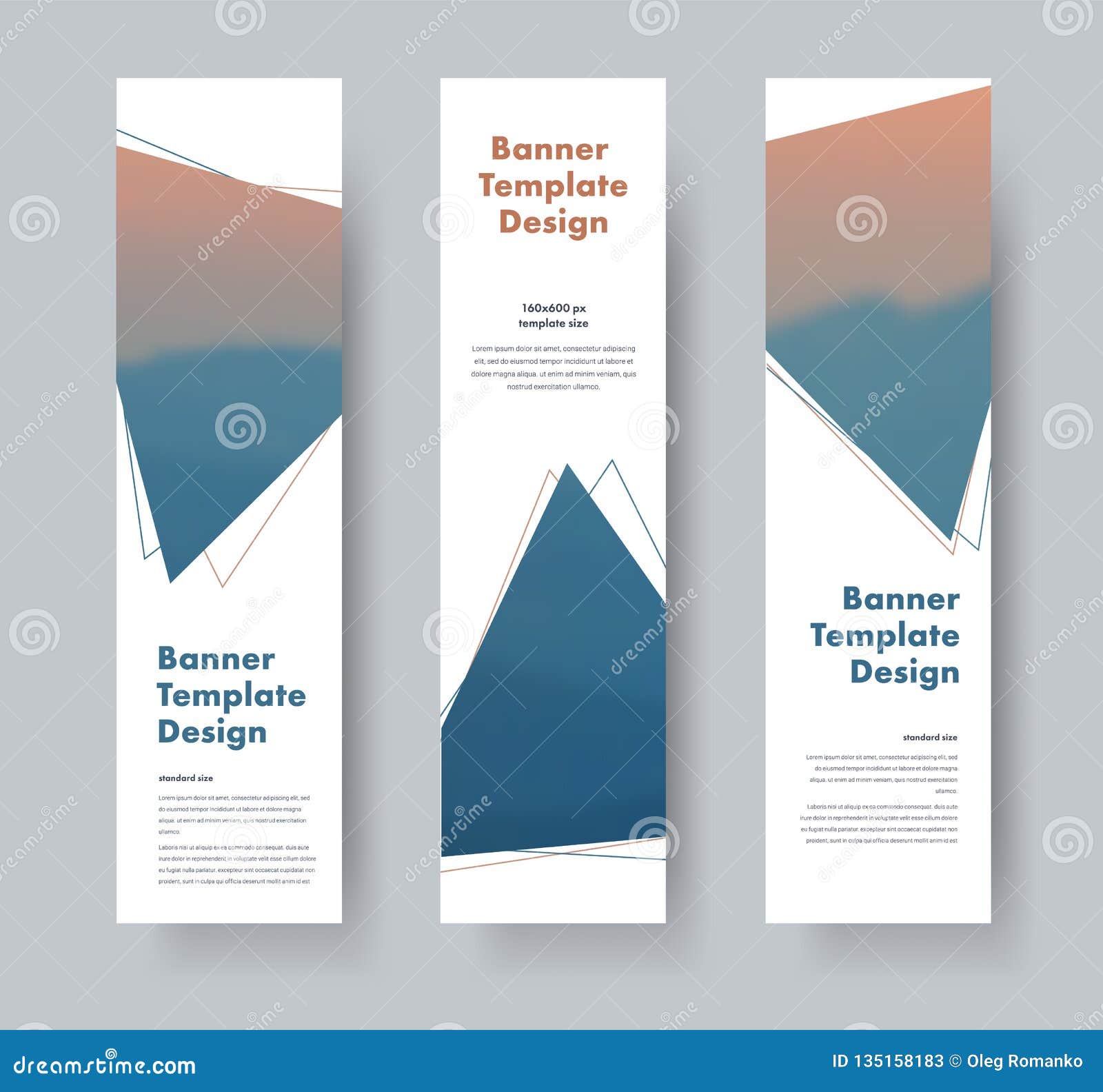 Design of Vertical Vector Web Banners with Triangles and Stroke for ...