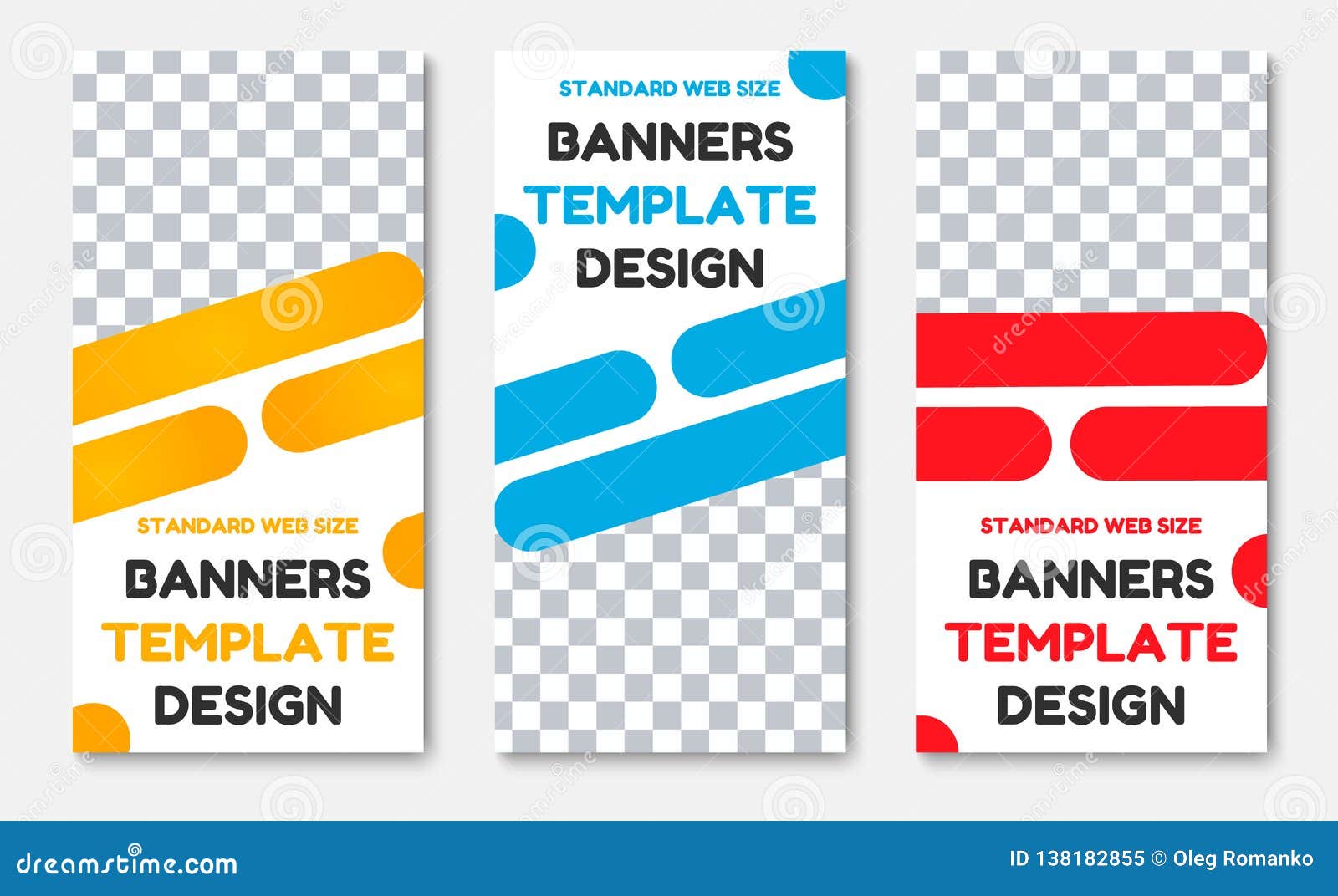 Design of Vertical Vector White Banners with Color Rounded Rectangles ...