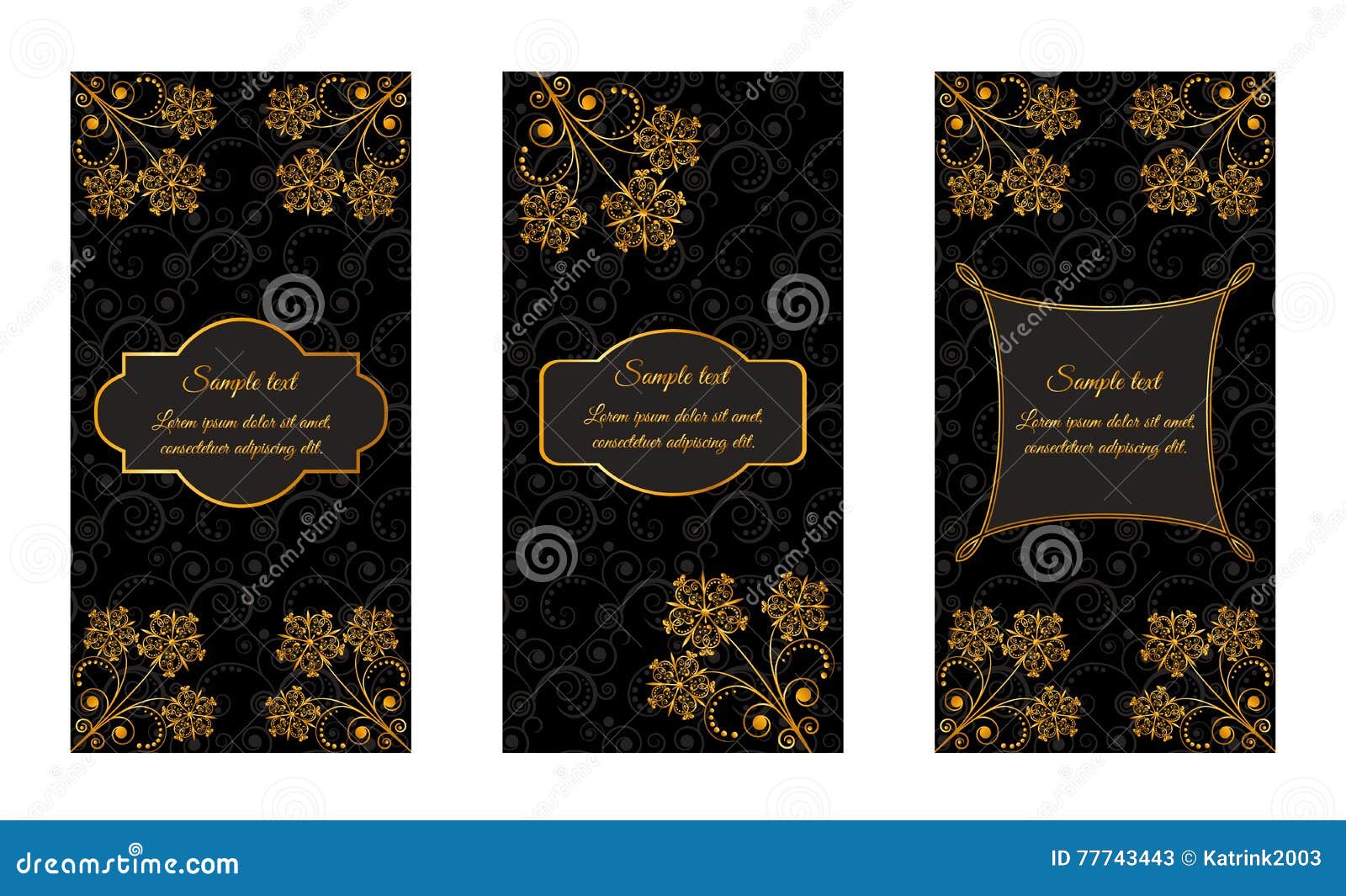 Design Vintage Booklets with Gold Floral Patterns Stock Vector ...