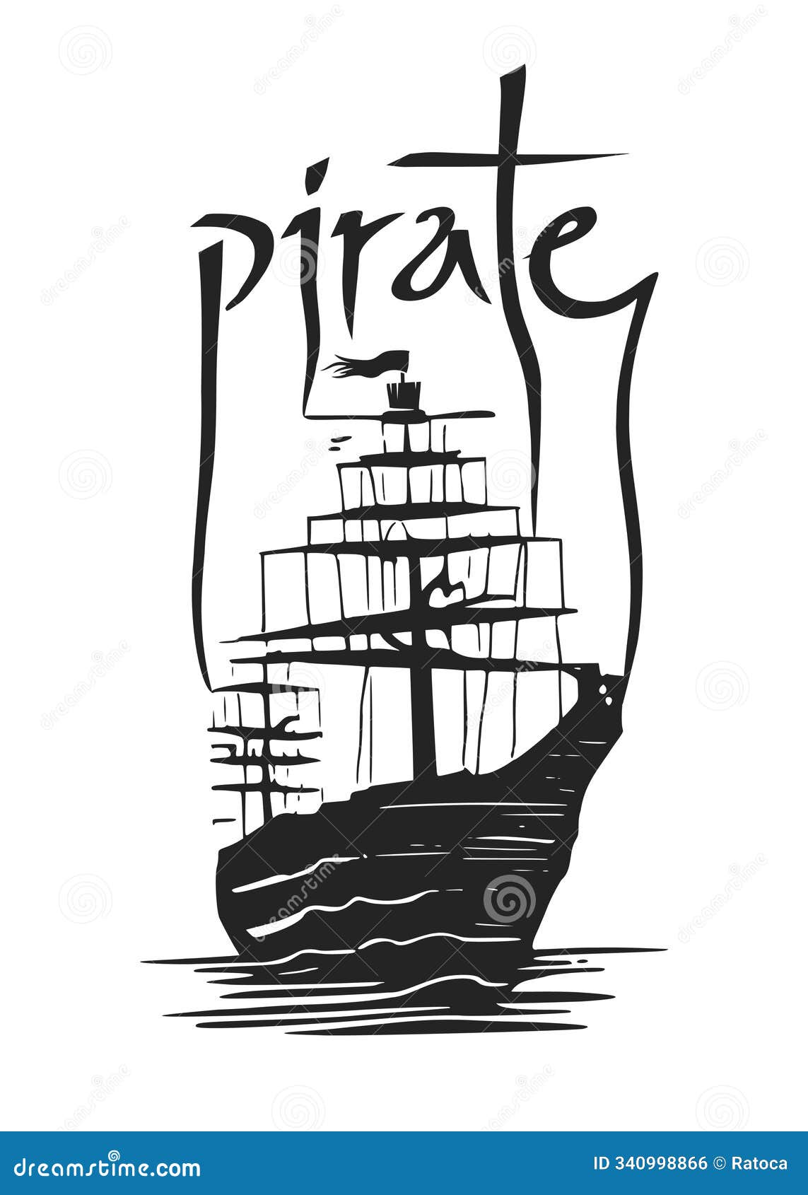 Design of Vintage Explorer Ship Stock Vector - Illustration of obsolete ...