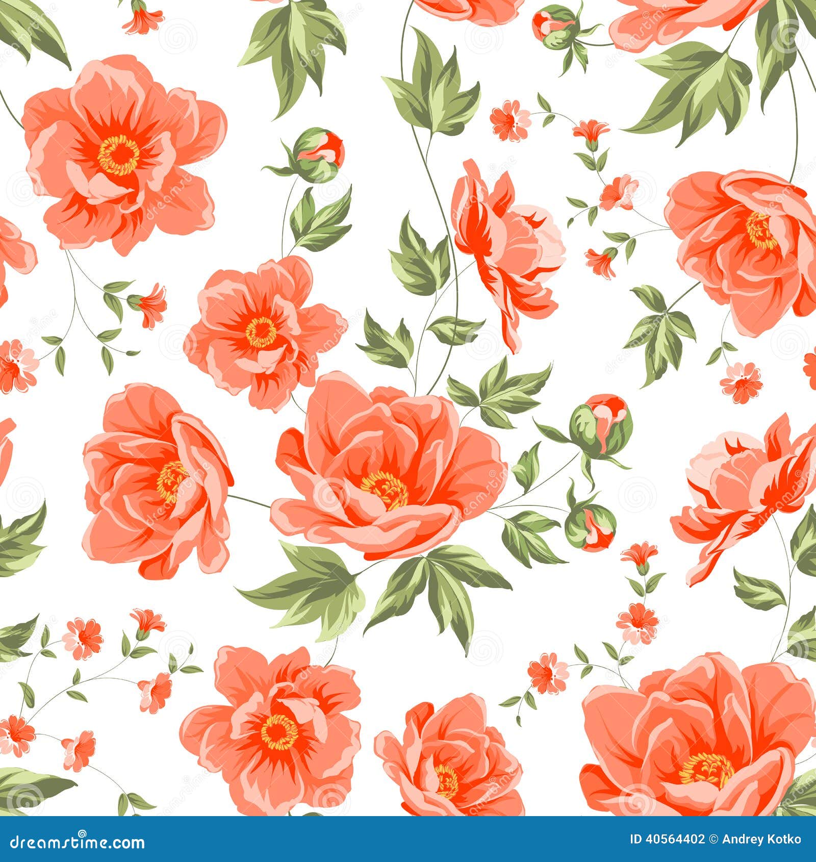 Design of Vintage Floral Pattern. Stock Vector - Illustration of peony ...