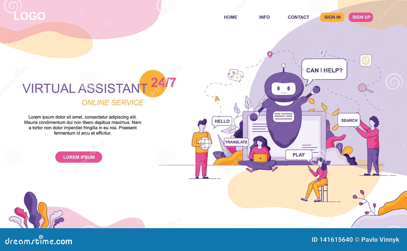 Design for Virtual Assistant Website Online Stock Vector - Illustration ...