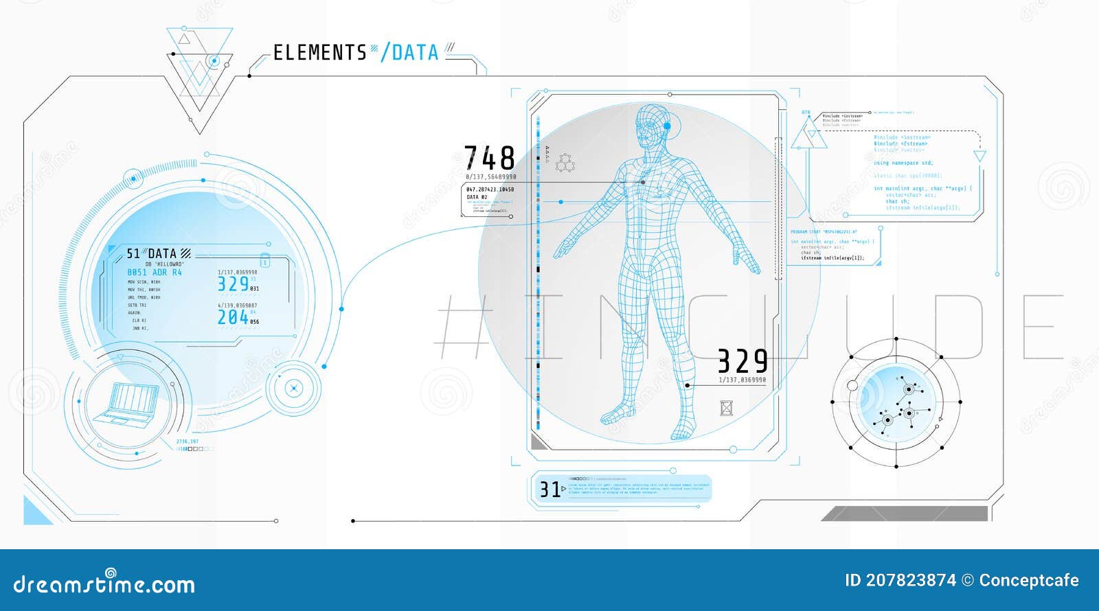 Design of the Virtual Interface of the Data Protection Program. Stock ...
