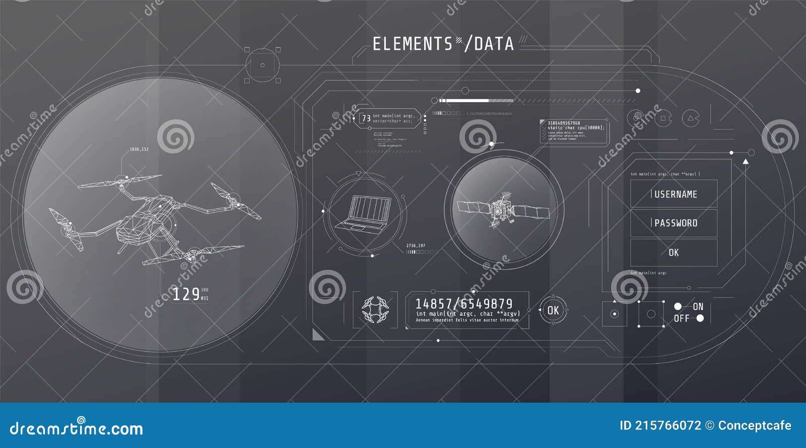 Design of the Virtual Interface of the Drone Protection Program. Stock ...