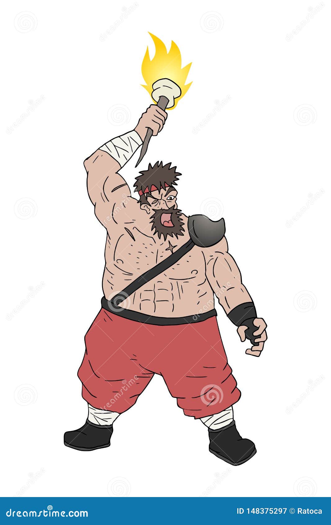 Design of Warrior with Torch Illustration Stock Vector - Illustration ...
